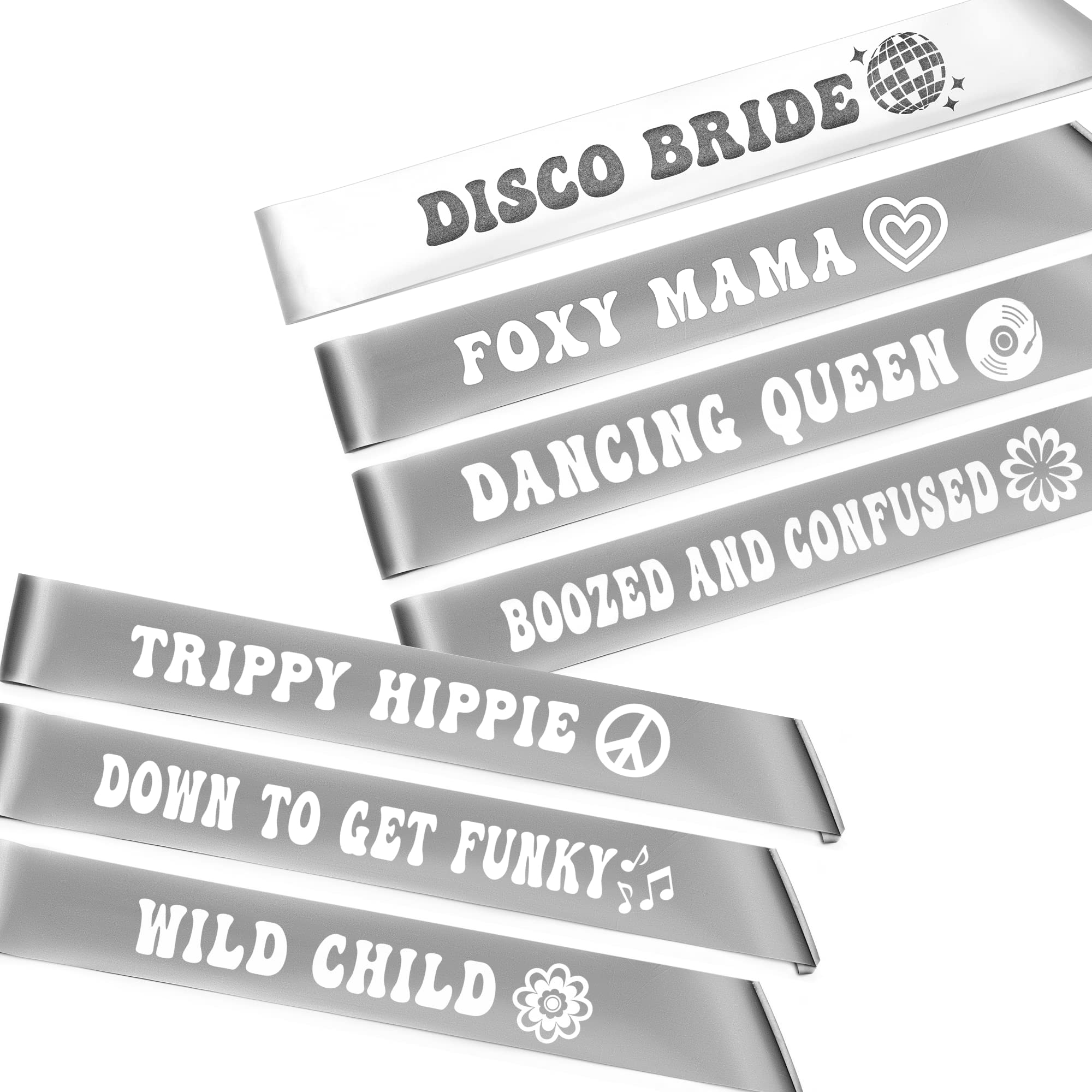 Last Disco Bachelorette Party Sashes I Includes Disco Bride Sash and 6 Disco Bachelorette Sashes I for Groovy Bachelorette or 70s Bachelorette Party I Bachelorette Sash Bride to Be