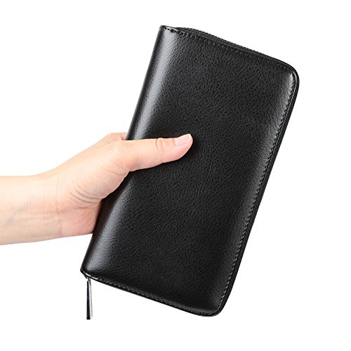 Cynure Women 36 Slots RFID Blocking Card Holder Large Long Leather Zipper Organizer Accordion Wallet,Black