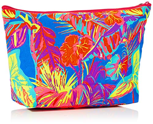 The Holiday Shop London Canvas Clutch Bag Tropical, Multicolour (Blue/Orange/Pink)