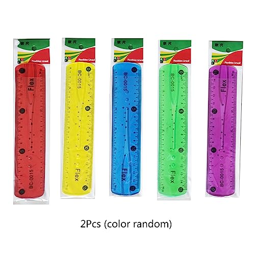 Thereisno 2 Pieces Color Flexible Rulers Soft Bendable Plastic Rulers Duals Scale Bendable Flexible Rubber Rulers Clear Straight Ruler 2 Pieces Flexible Ruler Hanging Pendant