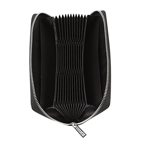 Cynure Women 36 Slots RFID Blocking Card Holder Large Long Leather Zipper Organizer Accordion Wallet,Black