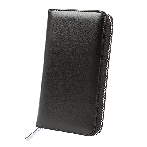 Cynure Women 36 Slots RFID Blocking Card Holder Large Long Leather Zipper Organizer Accordion Wallet,Black