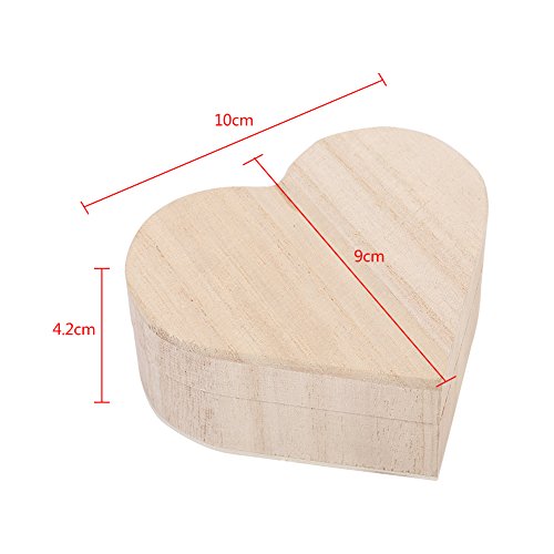 Yosoo Handcrafted Wooden Storage Box Heart Shaped Jewelry Box Container Organizer Portable