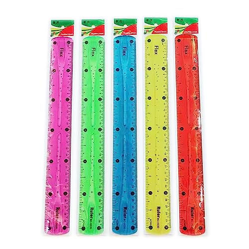 Thereisno 2 Pieces Color Flexible Rulers Soft Bendable Plastic Rulers Duals Scale Bendable Flexible Rubber Rulers Clear Straight Ruler 2 Pieces Flexible Ruler Hanging Pendant