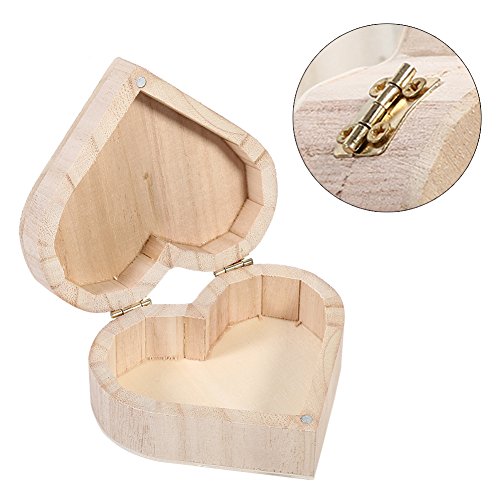 Yosoo Handcrafted Wooden Storage Box Heart Shaped Jewelry Box Container Organizer Portable