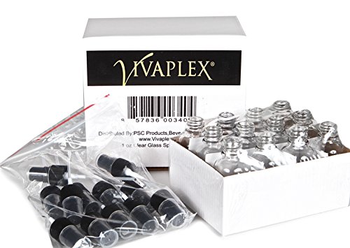 Vivaplex, 12, Clear, 1 oz Glass Bottles, with Black Fine Mist Sprayers