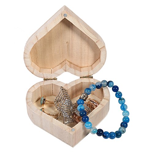 Yosoo Handcrafted Wooden Storage Box Heart Shaped Jewelry Box Container Organizer Portable