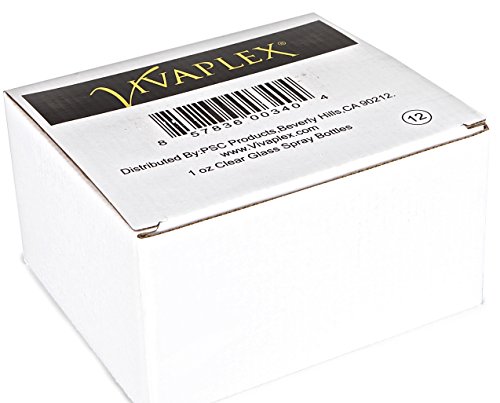 Vivaplex, 12, Clear, 1 oz Glass Bottles, with Black Fine Mist Sprayers