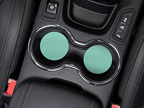 CARIBOU Coasters , Solid Mint Green Design Absorbent ROUND Fabric Felt Neoprene Car Coasters for Drinks, 2pcs Set