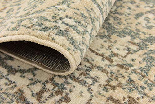 Unique Loom Tuareg Collection Vintage Distressed Traditional Center Medallion Area Rug, 8 x 10 ft, Cream/Slate Blue