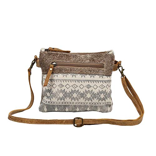 Myra Bag Floral Upcycled Canvas & Cowhide Leather Small Crossbody Bag S-1219