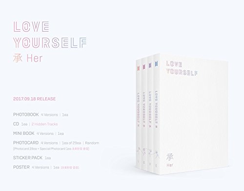 BTS - Love Yourself 承 [Her] [O ver.] with Photobook, Photocard, Official Folded Poster(O ver.), Extra photocard