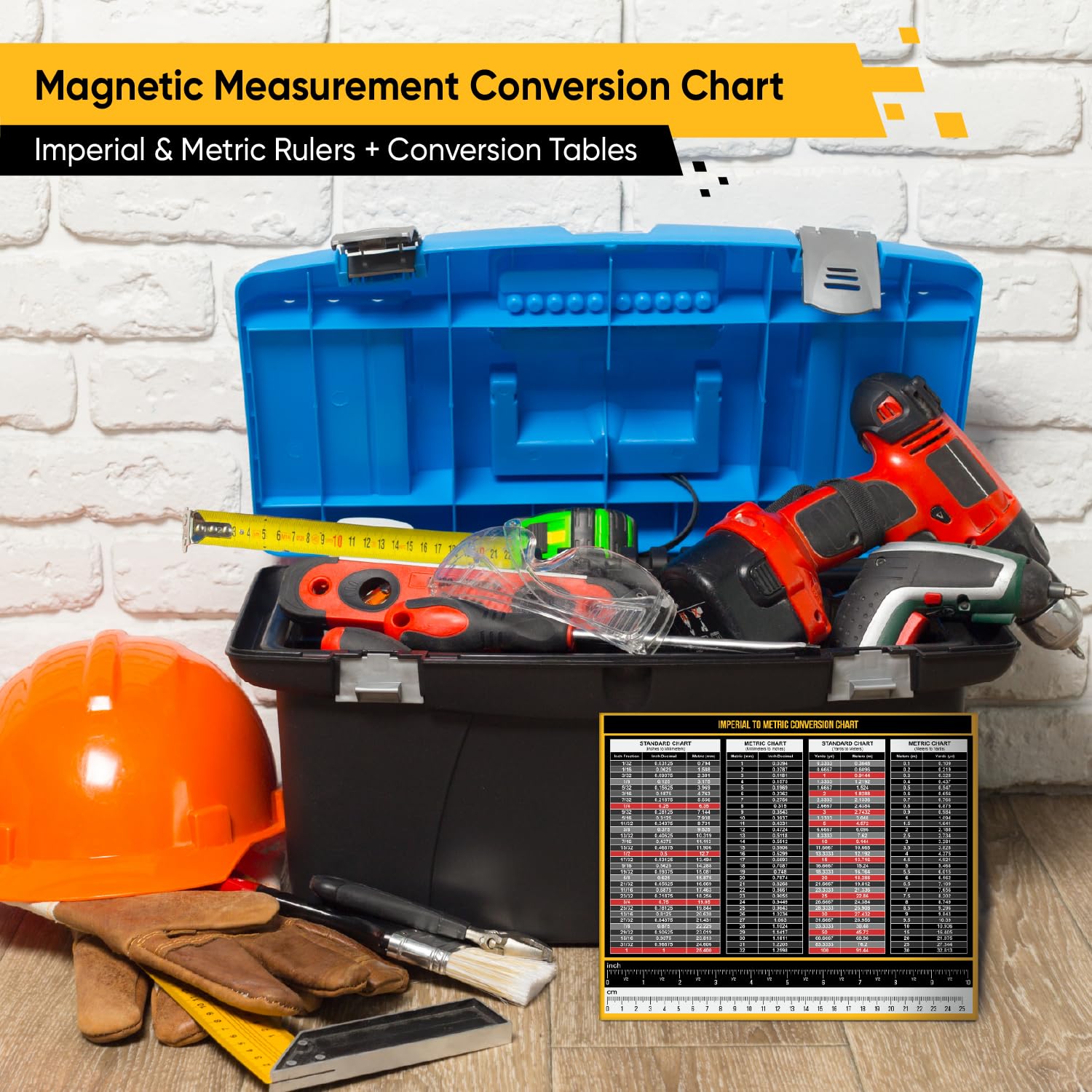 Magnetic Measurement Conversion Chart | Imperial & Metric Rulers, Measurement Tables | 10.5” x 8.5”| Made in USA