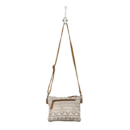 Myra Bag Floral Upcycled Canvas & Cowhide Leather Small Crossbody Bag S-1219