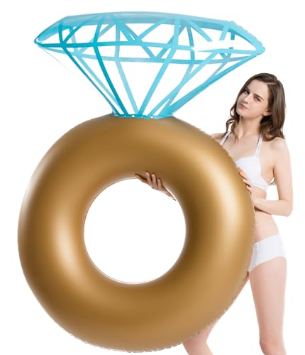Jasonwell Inflatable Diamond Ring Pool Float - Engagement Ring Bachelorette Party Float Stagette Decorations Swimming Tube Floaty Outdoor Water Lounge Floats for Adults