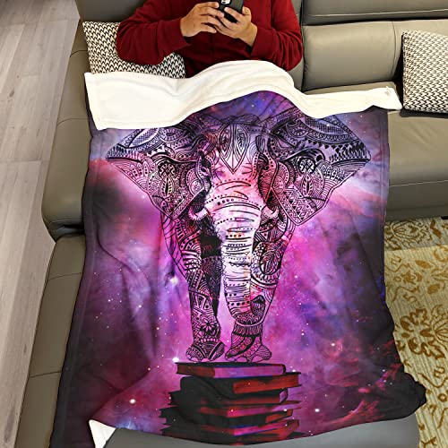 Throw Blankets Fleece Blanket for Sofa Bed Mandala Elephant India Style Galaxy Nebula Book 60" x 80"