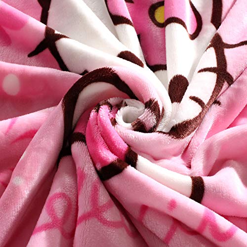 HOLY HOME Pink Flowers and Butterfly Flannel Fleece Toddler Throw Blanket,39"x55" Cartoon Cat