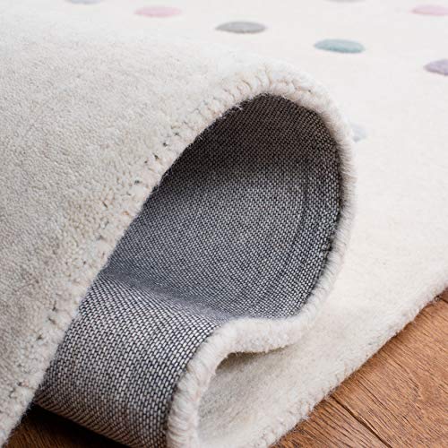SAFAVIEH Kids Collection 5' x 8' Ivory SFK805A Handmade Polka Dot Wool Area Rug