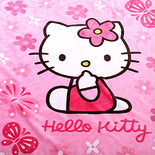 HOLY HOME Pink Flowers and Butterfly Flannel Fleece Toddler Throw Blanket,39"x55" Cartoon Cat
