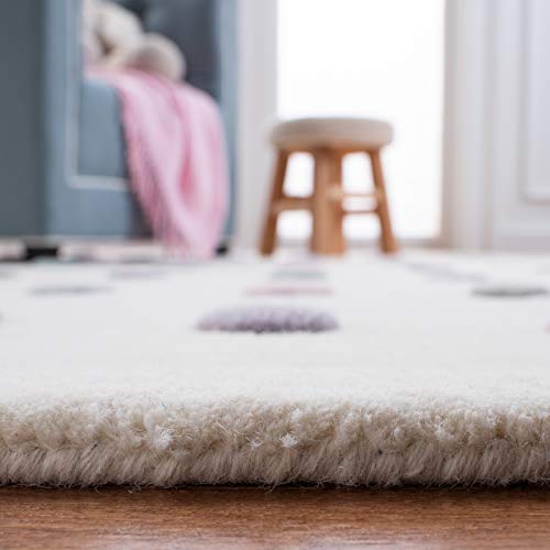 SAFAVIEH Kids Collection 5' x 8' Ivory SFK805A Handmade Polka Dot Wool Area Rug