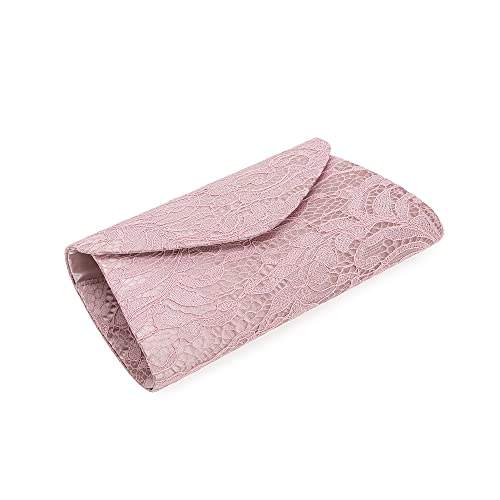 CHARMING TAILOR Classic Lace Clutch Purse Formal Handbag Evening Bag for Prom/Wedding (Pink)