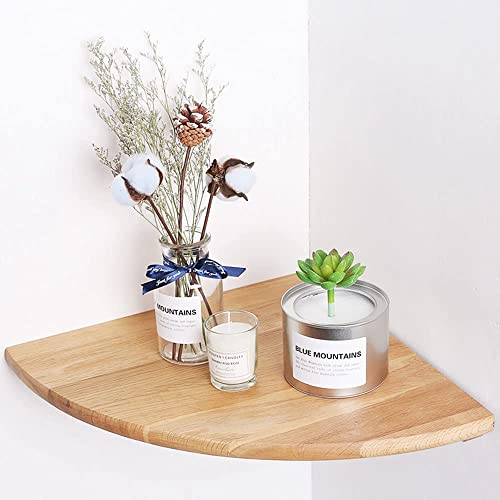 FLYFAIR Corner Shelf, Solid OAK Wood Corner Shelf Wall Mount, Round Edging Hanging Corner Shelves for Wall Floating Speaker Display Bookshelves Décor Accents for Bedroom Office Kitchen Living Room 16"