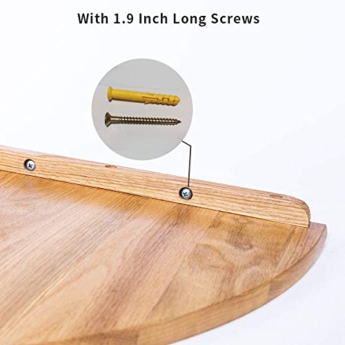 FLYFAIR Corner Shelf, Solid OAK Wood Corner Shelf Wall Mount, Round Edging Hanging Corner Shelves for Wall Floating Speaker Display Bookshelves Décor Accents for Bedroom Office Kitchen Living Room 16"