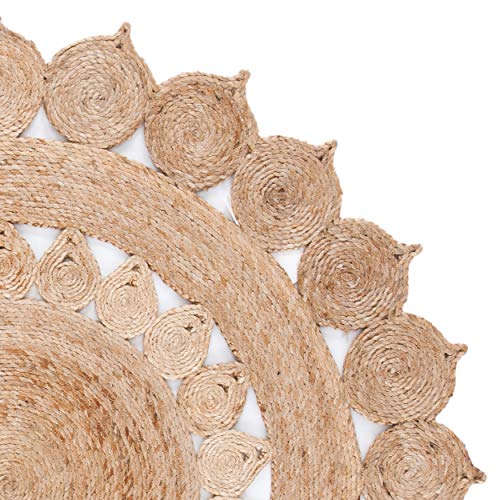 SAFAVIEH Natural Fiber Round Collection 3' Round Natural NFB246A Handmade Boho Country Charm Jute Area Rug