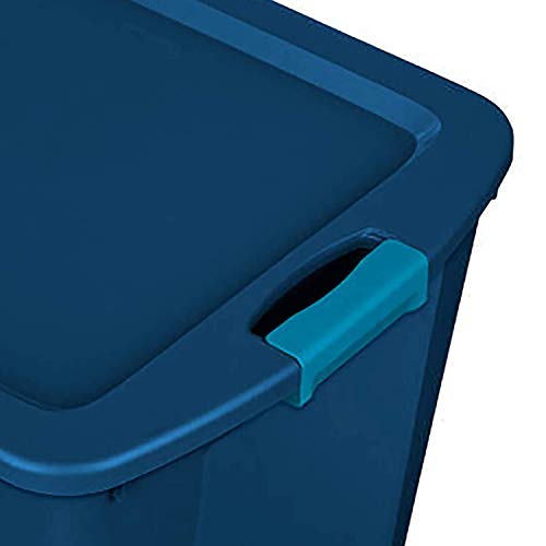 Sterilite Corp 14487404 Latch and Carry Tote with True Blue Lid and Base, 26 Gallon