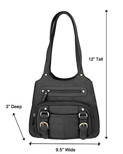 Roma Leathers Gun Concealment Purse - Cowhide Leather - Black