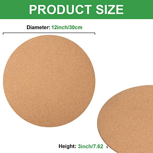 Boao 2 Packs Cork Coaster Round Cork Mat Trivet for Plant 12 Inch Soft Corkboard Mat Absorbent Planter Saucers for Kitchen Hot Pads, Pots, Pans, and Kettles and DIY Crafts Supplies