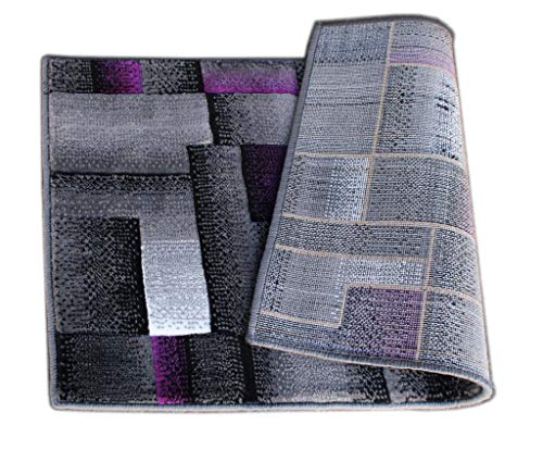 Masada Rugs, Modern Contemporary Area Rug, Purple Grey Black (2 Feet X 3 Feet) Mat