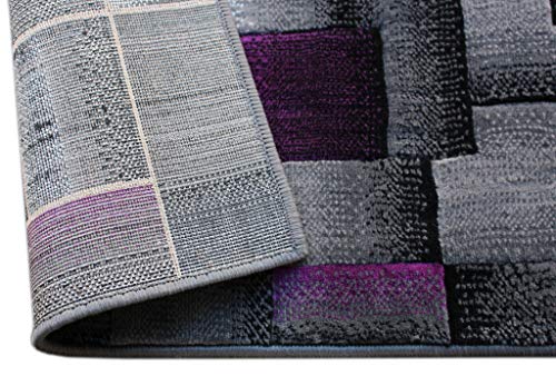 Masada Rugs, Modern Contemporary Area Rug, Purple Grey Black (2 Feet X 3 Feet) Mat