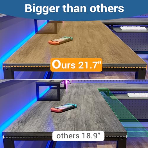 SEDETA 69" L Shaped Desk with Drawers, Convertible Corner Desk to Long Office Desk, Computer Desk with File Drawers for Home Office, Gaming Desk with LED Lights, Grey