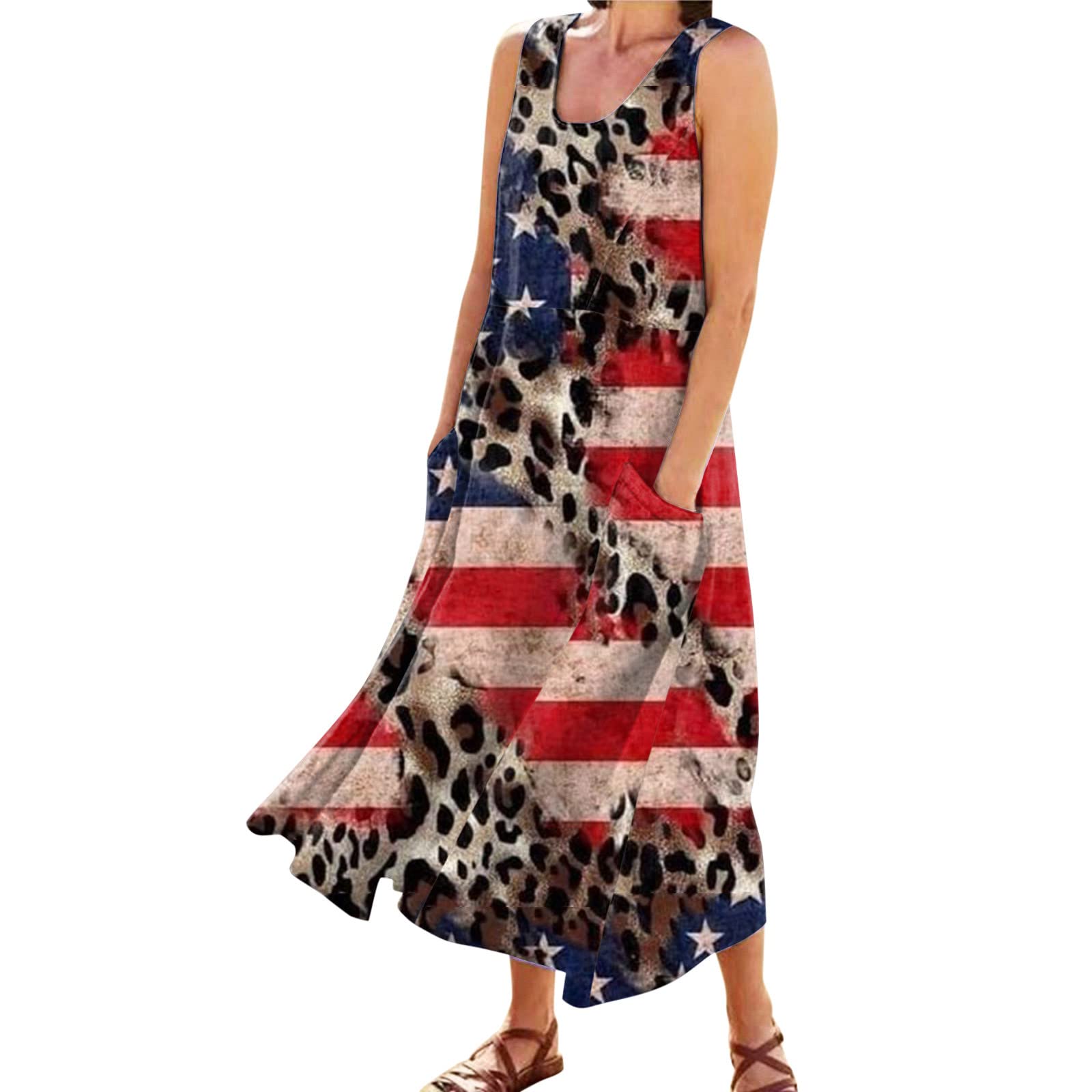 Office Dresses for Women for Work Maxi Dress for Women Summer Linen Tank Dress Sleeveless Loose Crew Neck Flowy Dresses White