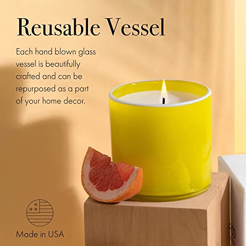 LAFCO New York Classic Candle, White Grapefruit - 6.5 oz - 50-Hour Burn Time - Reusable, Hand Blown Glass Vessel - Made in The USA