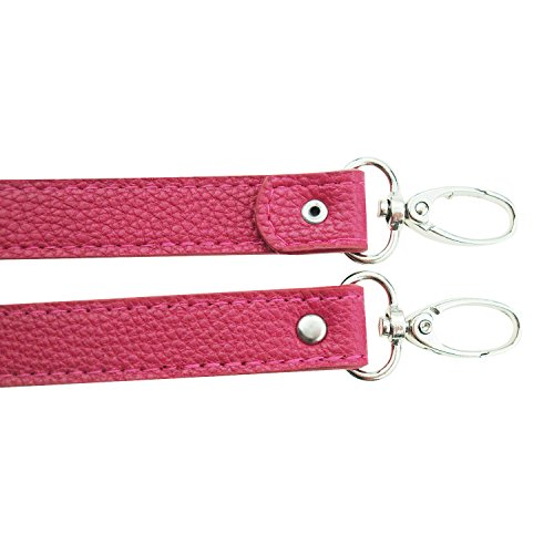 5Afashion One Pair 25" Soft Leather Wristlet Bag Handles,Replacement Tote Should handles,Purse Straps,Wallet Bag Handle Straps (hot pink)