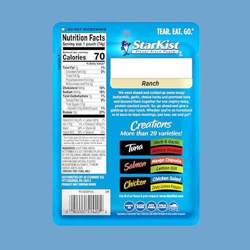 StarKist Tuna Creations Ranch, 2.6 oz pouch (Pack of 12) (Packaging May Vary)