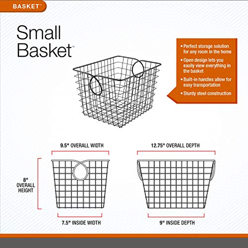 Spectrum Diversified Teardrop Small Wire Basket, Steel Versatile Storage & Organization Utility Tote, Cube Storage Bin for Home Organization