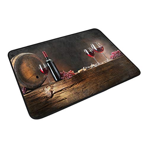 Lyetny Red Wine Grape Fruit Nonslip Indoor Area Rug Kitchen Hallway Bathroom Entry Rugs 23.6 X 15.7 inch