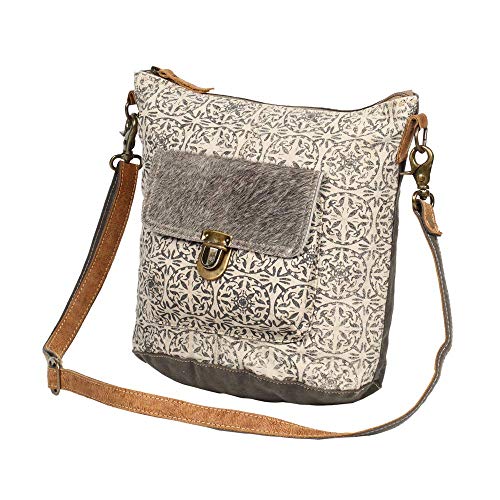 Myra Bag Ormos Upcycled Canvas & Cowhide Leather Shoulder Bag S-1255
