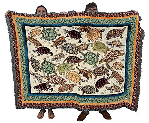 Pure Country Weavers Turtles Blanket by Elena Vladykina - Garden Floral Gift Tapestry Throw Woven from Cotton - Made in The USA (72x54)