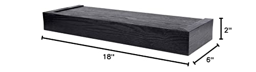 HIGH & MIGHTY 515602 Modern 18" Floating Shelf Holds up to 15lbs, Easy Tool-Free Dry Wall Installation, Flat, Retail Packaging, Black