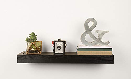 HIGH & MIGHTY 515602 Modern 18" Floating Shelf Holds up to 15lbs, Easy Tool-Free Dry Wall Installation, Flat, Retail Packaging, Black