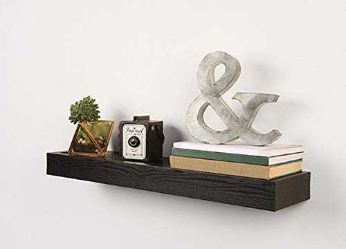 HIGH & MIGHTY 515602 Modern 18" Floating Shelf Holds up to 15lbs, Easy Tool-Free Dry Wall Installation, Flat, Retail Packaging, Black