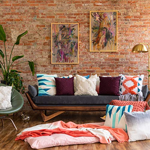 Refinery29 | Riley Collection | Premium Cotton Textured Throw Blanket, Modern Dip Dye Fringe Design for Luxury Home Décor (50 x 70, Coral)