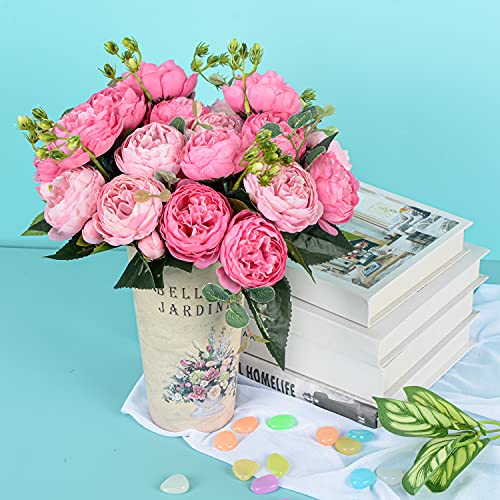 XONOR 4 Packs Artificial Peony Silk Flowers Fake Glorious Flower Bouquets for Wedding Party Bridal Home Decoration