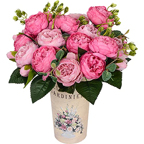XONOR 4 Packs Artificial Peony Silk Flowers Fake Glorious Flower Bouquets for Wedding Party Bridal Home Decoration