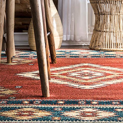 nuLOOM Margene Tribal Diamond Area Rug, 5' x 7' 5", Red
