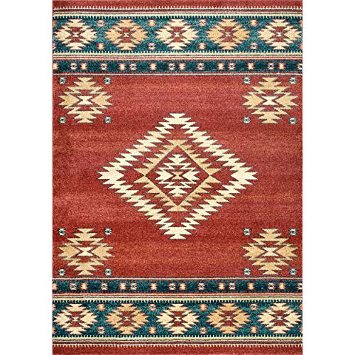 nuLOOM Margene Tribal Diamond Area Rug, 5' x 7' 5", Red
